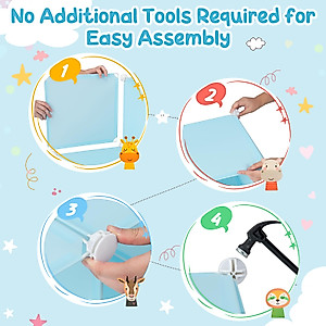 HONEY JOY Kids Wardrobe Closet, Baby Cartoon Clothes Storage Organizer, 8 Cubes & 2 Hanging Sections, Portable Children DIY Modular Bedroom Armoire Dresser Cabinet for Boys Girls (Blue, 8-Cube)