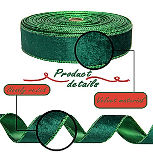 1.5Inch X 10 Yards Christmas Velvet Ribbon,1.5" Wide Wired Ribbon for Christmas Crafts Decoration, Wrapping (Green, 1.5"-10 Yard)