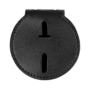 Sheriff Badge Holder, Made of Cowhide, Universal, Black, Deputy Badge Holder, Metal Clip and Chain Included