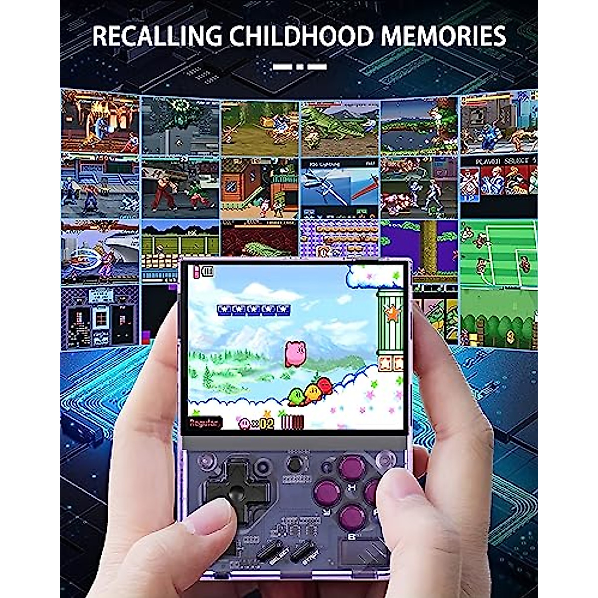 Miyoo Mini Plus Retro Handheld Game Console,Retro Game Emulator Console for Adults and Children,3.5" IPS Screen,64GB TF Card 10,000+ Games,Portable Rechargeable Open Source,Support WiFi (Purple)