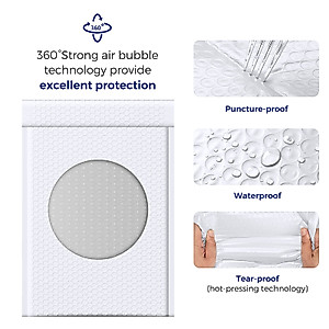 Fuxury White Bubble Mailers 10.5x16 Inch 25 Pack, Self Seal Padded Envelopes Waterproof Shipping Bags, Padded Mailers, Bubble Bags for Mailing, Packaging, Small Business, #5
