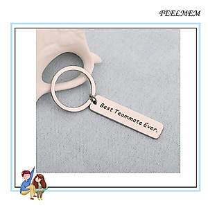 FEELMEM Teammate Gift Team Player Gift Sports Gifts Best Teammate Ever Keychain Football Basketball Baseball Swimming Soccer Team Gift Teammate Keyring Gift (silver)