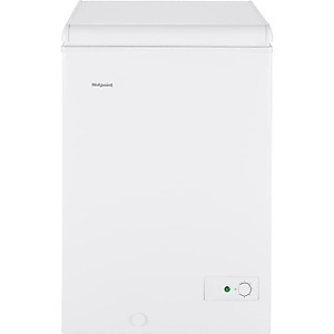 Hotpoint Chest Freezer | 3.6 Cubic Ft. | Complete With Quick Defrost Drain, Freezer Organizer Basket & Adjustable Thermostat | Upright Freezer for the Kitchen, Garage, or Basement | White
