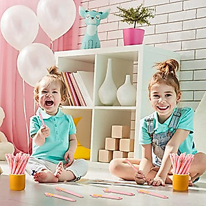 Nuanchu 50 Pcs Baby Shower Pens Retractable Ballpoint Pen with Black Ink Baby Shower Favors for Girl Boy Baby Shower Games Decors Office School Teacher Student Writing Supplies (Pink, Girl Style)