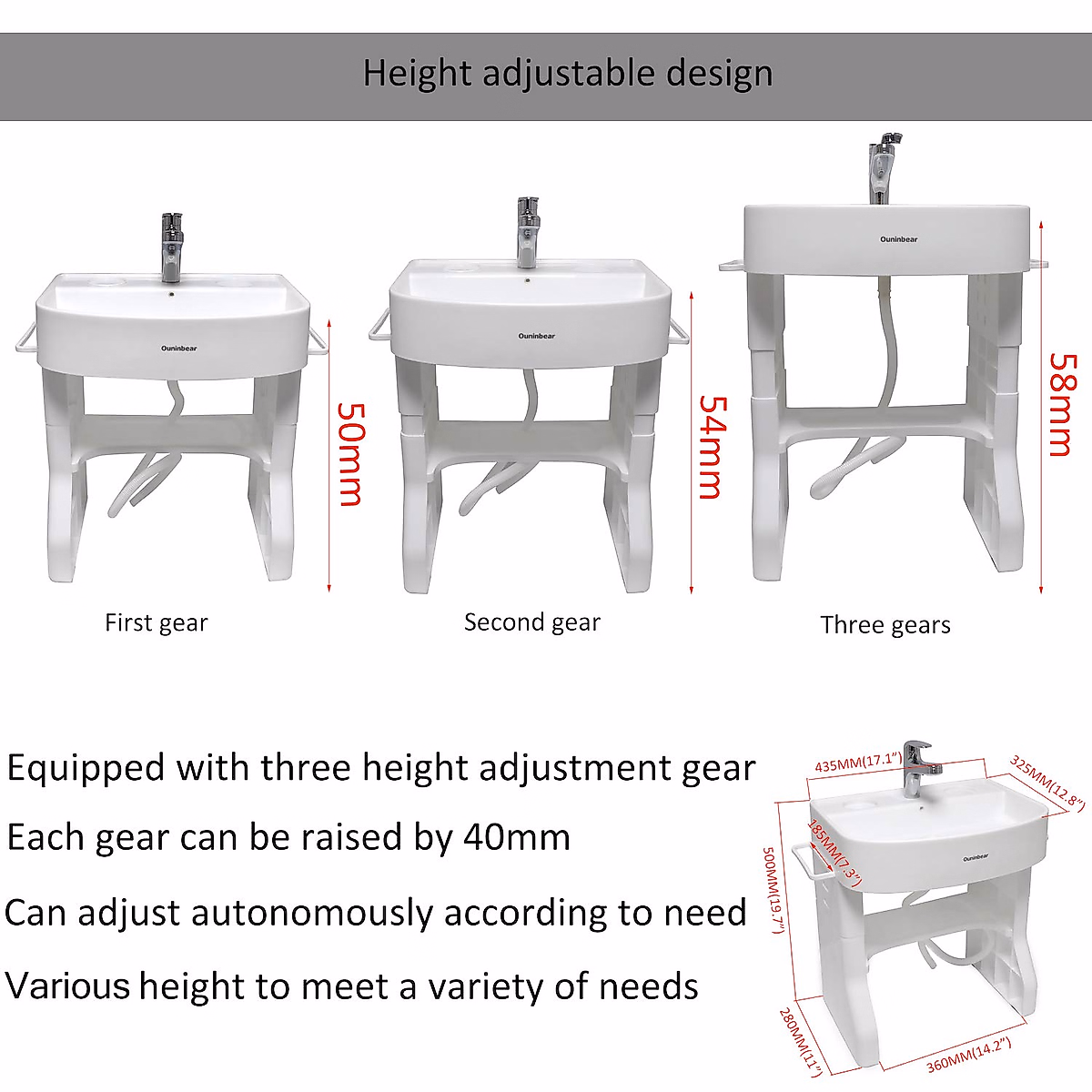 HTTMT- Washstand Self-Care Station Portable Wash Basin For Child Kids Baby Toddler KEarly Training Learning Plastic Washbasin Simulation Towel Shelf [P/N: ET-BABY007-WHITE]