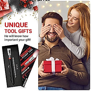 Magnetic Pickup Tools Gifts for Men - 2 PCS Christmas Stocking Stuffers for Men Dad Birthday LED Telescoping Pick Up Tool Set Strong Magnet for Hard to Reach Place Cool Gadgets Women Fathers Husband