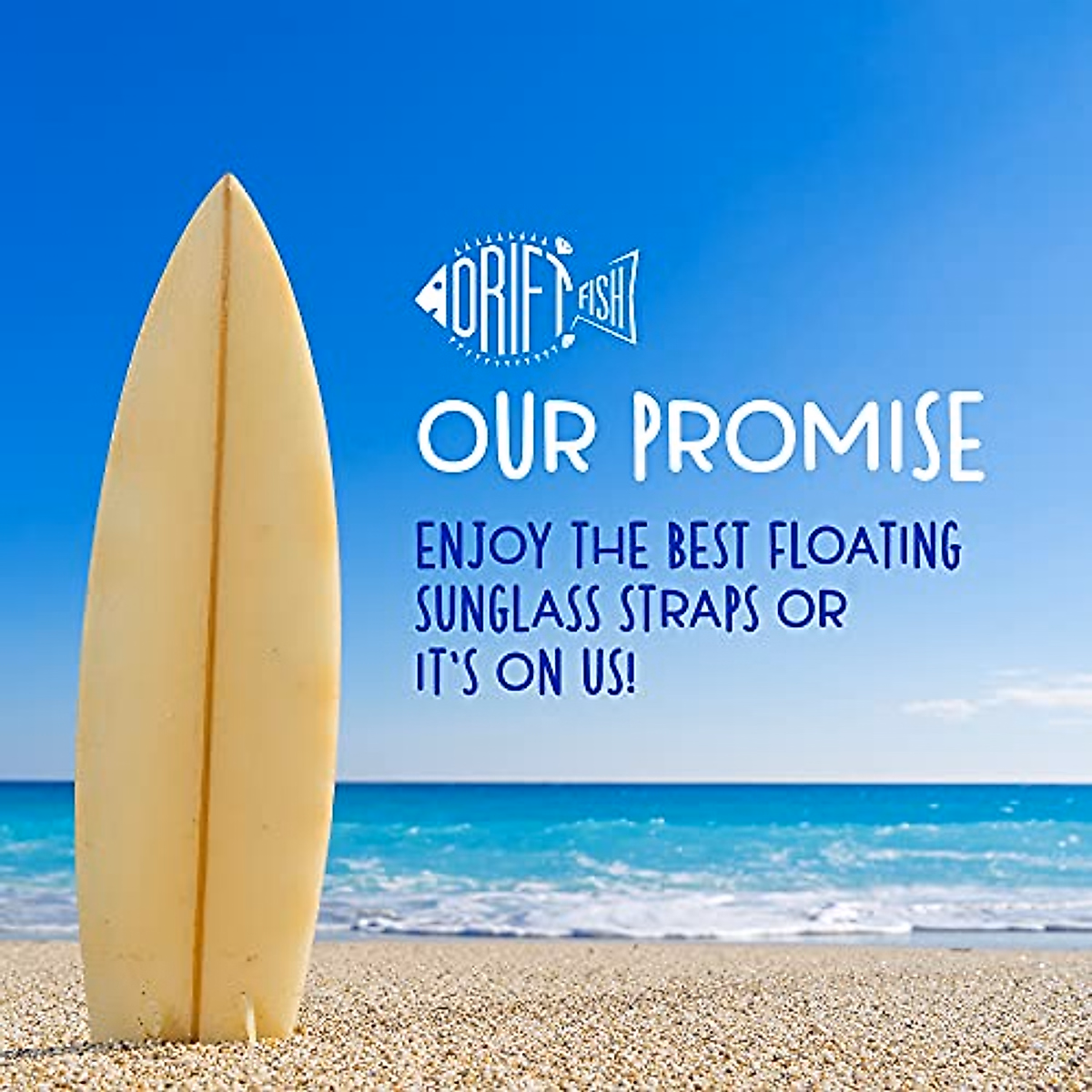 DriftFish Floating Sunglass Strap | Adjustable Glasses Retainer Float, Black