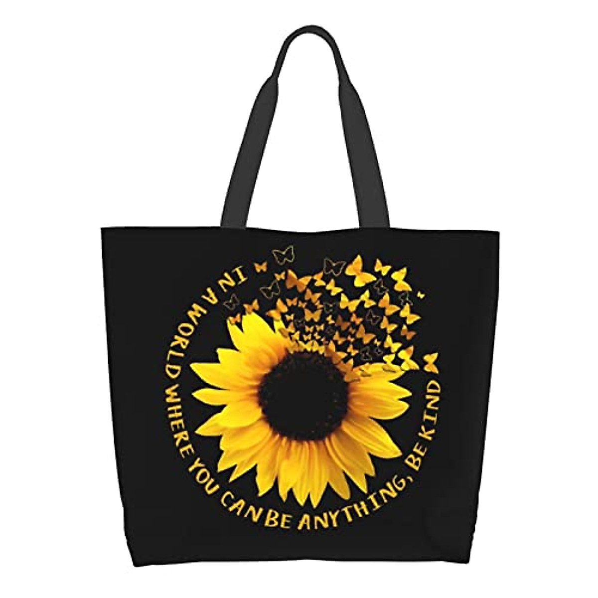 Qaxcdmky Sunflower Tote Bag Large Shoulder Bag Casual Reusable Handbag For Women Shopping Grocery Work
