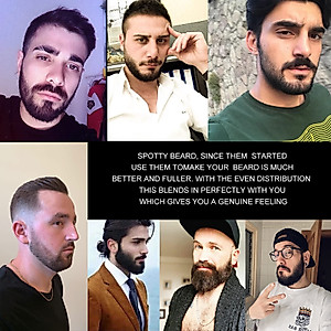 Beard Pencil Filler for Men Black, 4-Tip Beard Filler Pen Waterproof & Long Lasting Natural Makeup Beard Pen with Beard Brush Detailing Filler Moustache & Eyebrows (Black Beard Pen Kit)