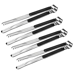 4 Pack Premium Stainless Steel Kitchen Tongs, Serving Tongs for Cooking, XEVOM Metal Food Tongs with Non-Slip Grip, Heat Resistant Grill Tongs 10 inch