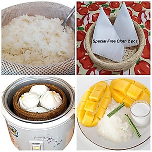 Heavens Tvcz Bamboo Rice Steamer Basket Cooker Thai Asian Food Thai Hot Food Free Cloth 2 Pcs