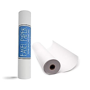 White Art Easel Paper Roll (18 Inch by 75 Feet) – 100% Recyclable Non-Yellowing Arts and Crafts Bond Paper for Paper Tablecloths, Bulletin Board Backing and Wall-Mount Note Stations