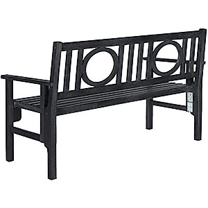 Safavieh PAT6714K Outdoor Collection Piedmont Grey Folding Bench, Dark Slate Gray