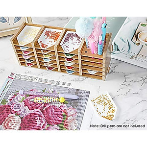 24 Grids Diamond Painting Tray Holder, Multi-Boat Trays Organizer Drill Pens Holder, Diamond Art Accessories Tools with 21 Trays