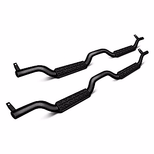 Rampage Slimline 2" Drop Step Side Bars | Pair, Steel, Textured Black | 26628 | Fits 2007 - 2018 Jeep Wrangler JK Unlimited 4-Door