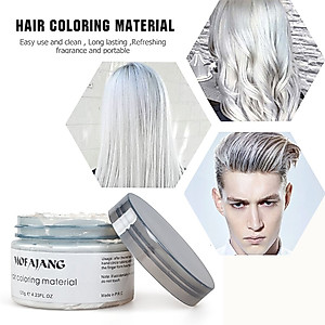 White Hair Color Wax Pomades 4.23 oz - Natural Hair Coloring Wax Material Disposable Hair Styling Clays Ash for Cosplay, Party (White)