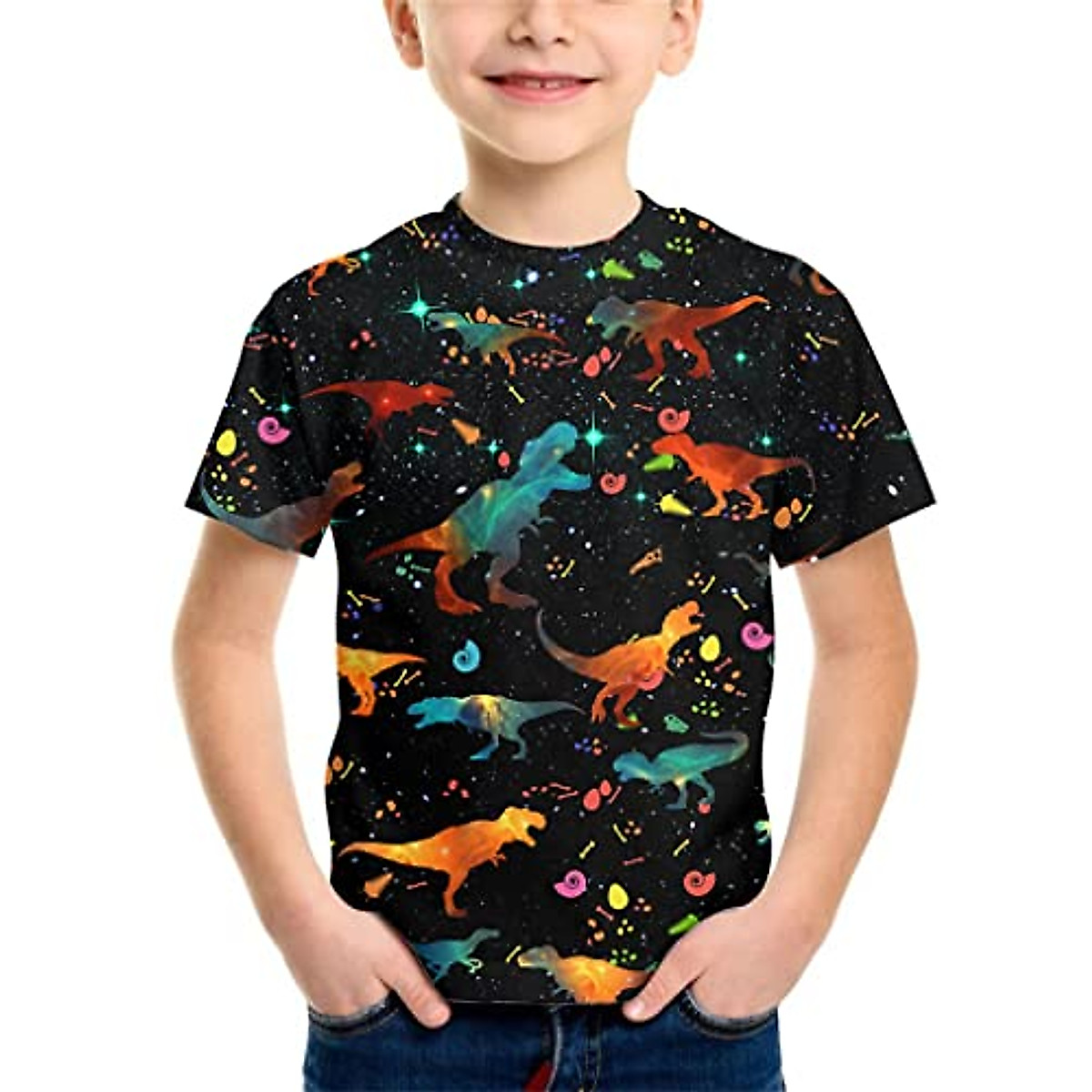 Neemanndy Dinosaur T-Shirts for Boys and Girls 3D Animal Print Kids Cool Shirt with Dinosaur Size 8-10 Years