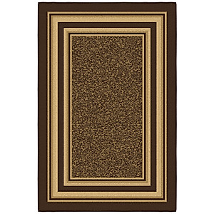 Ottomanson Ottohome Non-Slip Rubberback Bordered Design 3x5 Indoor Area Rug, 3'3" x 5', Brown