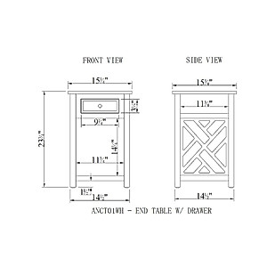 Alaterre Furniture Coventry Wood End Table with Drawer and Shelf, Gray