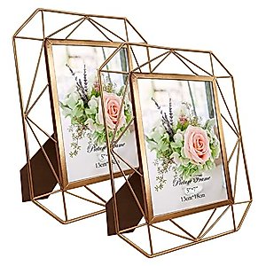 QUTREY Picture Frame 5x7 Set of 2, Metal Photo Frames 5 by 7 for Tabletop Display or Wall Mounting Decor