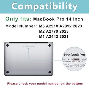 ProCase for MacBook Pro 14 inch Case 2023 2022 2021 M3 A2918 A2992 M2 A2779 M1 A2442 with Pro/Max Chip, Heavy Duty Hard Shell Dual Layer Protective Cover with Fold Kickstand -Black