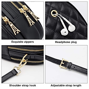 iFOXER Leather Crossbody Bags for Women Fashion Leather Handbag Shoulder Bag Designer Mini Bags (black)