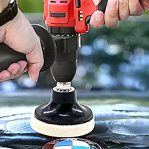 Swpeet 20Pcs 2" Compressed Wool Fabric Disc Polishing Buffing Pads Wheels with 1Pcs 2" Disc Pad Holder with 1/4" Shank Perfect for Polishing and Buffing Projects