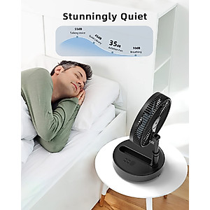 12” Battery Powered Table Fan, 10800mAh Foldaway Fan with Remote Control Night Light Timer, Portable Oscillating Fan for Home, Camping, Travel, Hurricane