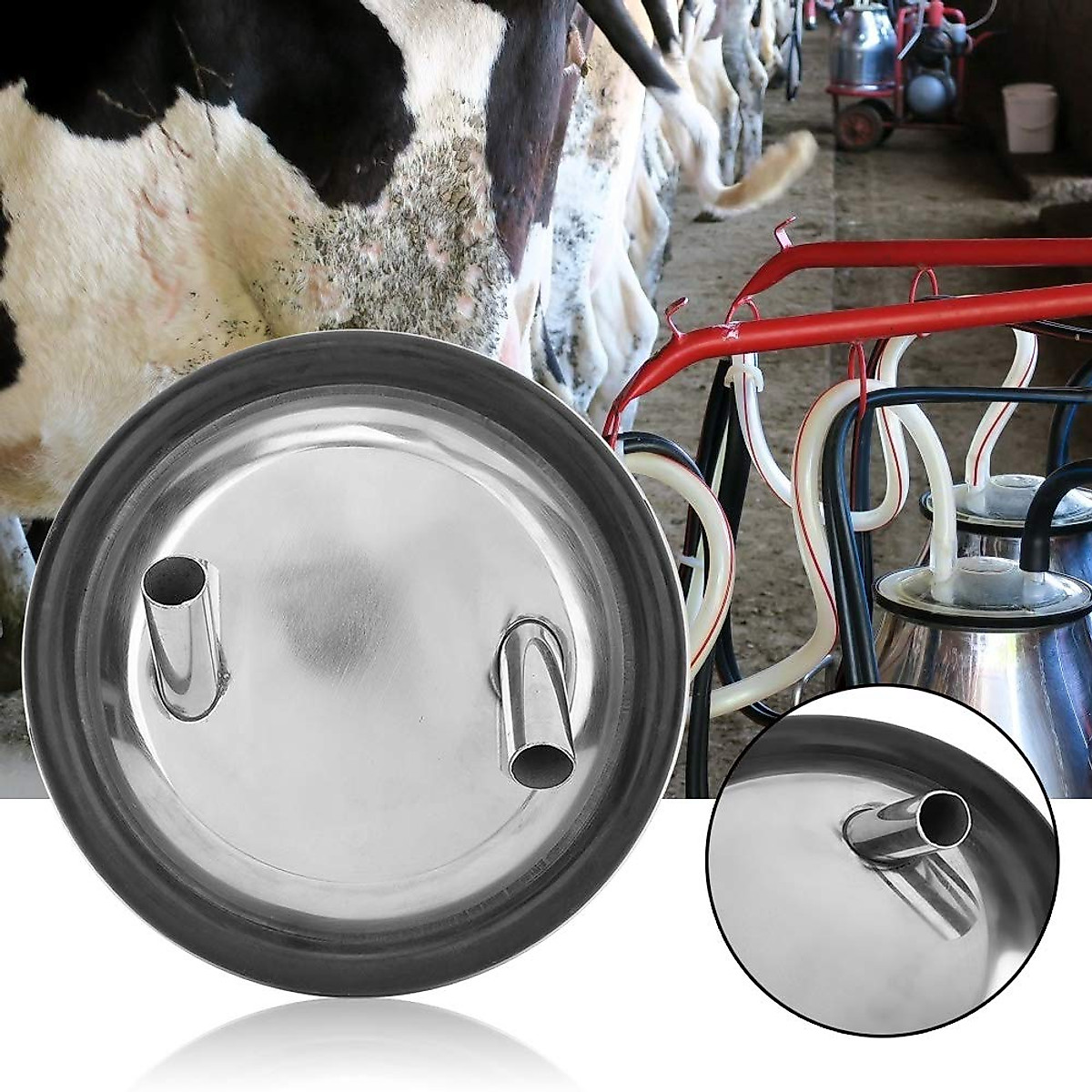 Milk Bucket Lid - Stainless Steel Milk Bucket Lid And Gasket For Milking Machine Two Open Lid