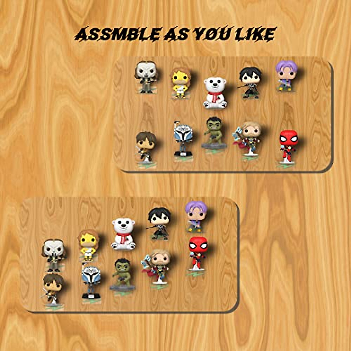 YODAR 10 Pack Small Clear Acrylic Floating Shelves for Funko Pop Figures, Wall Mounted Mini Hanging Display Shelf for Storage & Decor, Adhesive Invisible Ledge Organizer，Shining at Night