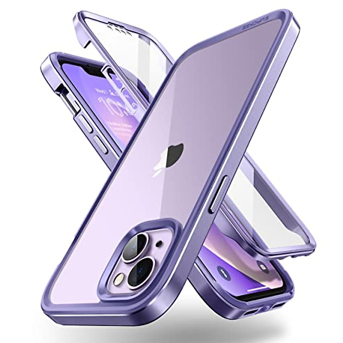 SUPCASE Unicorn Beetle Edge XT Case for iPhone 14 Plus 6.7", with Built-in Screen Protector Slim Frame Clear Protective Case (Purple)