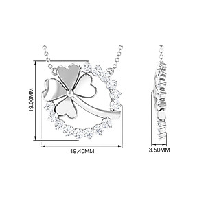 Rosec Jewels Natural Diamond Eternity Pendant Necklace For Women, HI-SI Quality, Certified Diamond Leaf Necklace, 14K White Gold, With Chain