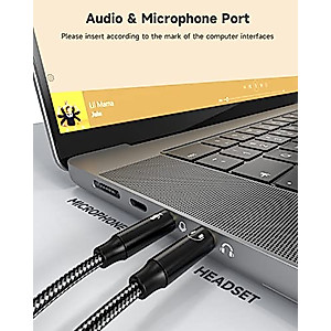 ZOOAUX Headphone Splitter Mic Cable for Computer, 3.5mm Headphone Mic Stereo Y Splitter, Headset 3.5mm Female to 2 Dual Male Microphone Audio Jack Stereo Jack to Gaming Speaker PC Adapter