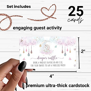 Unicorn Diaper Raffle Tickets, Girls Baby Shower Games for Prizes, Baby Shower Diaper Raffle Invitation Insert Cards, 25 Pack