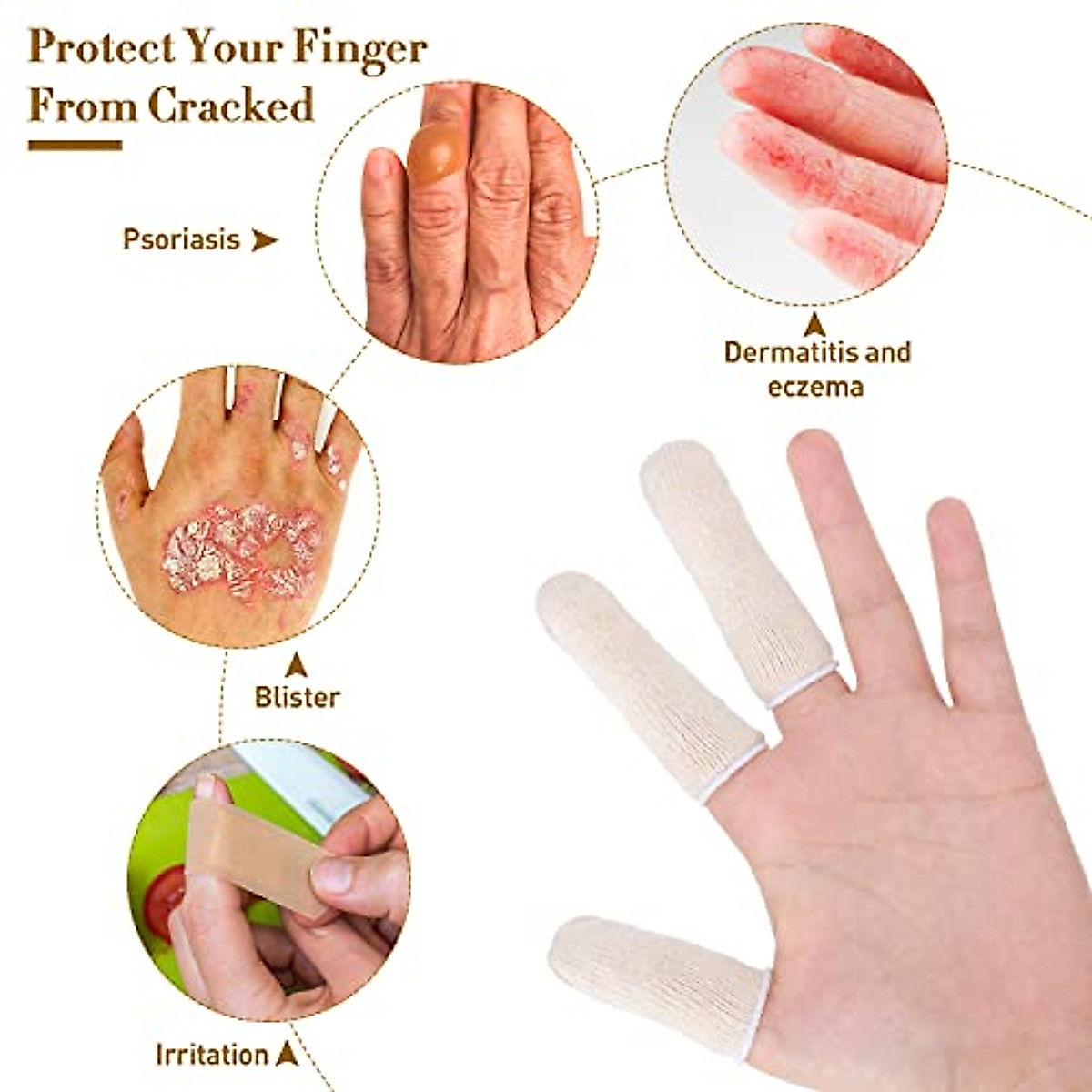 Geyoga 50 Pieces Cotton Finger Cots Finger Toe SleevesThumb Protector Fingertips Protective Cushion, Moisture Wicking (7.6 cm/ 3 Inch)