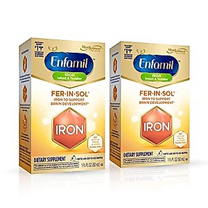 Enfamil Fer-In-Sol Iron Supplement Drops for Infants & Toddlers, Supports Brain Development, 50 mL Dropper Bottle, Pack of 2