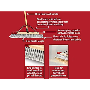 Harper 2224P1 Premium Indoor Smooth-Surface Hardwood 24 in. Push Broom, Brown