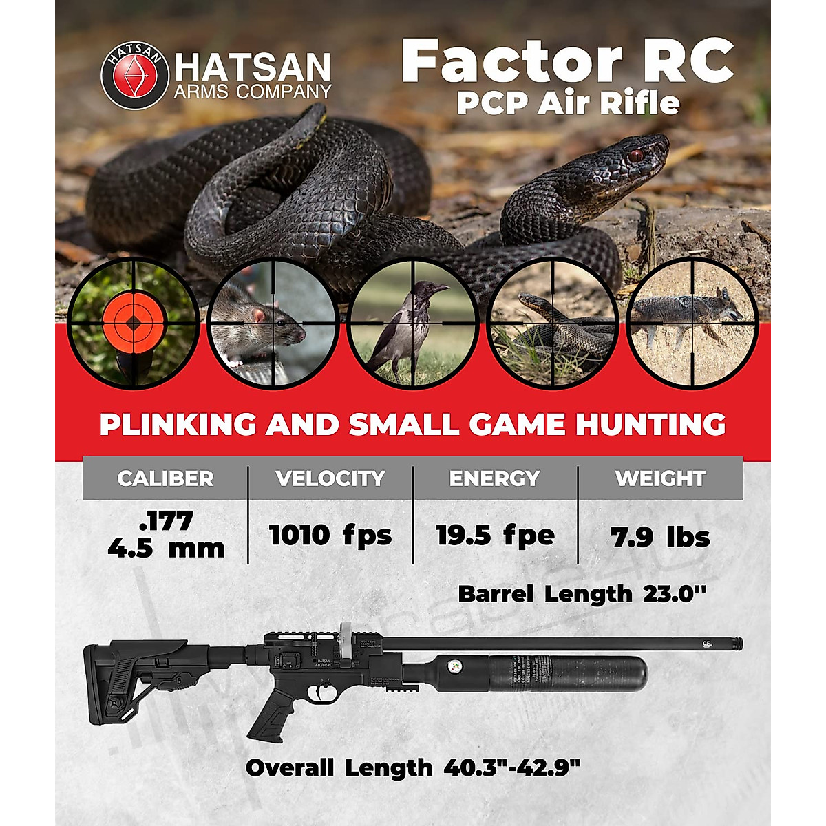 Wearable4U - Hatsan Factor RC PCP .177 Caliber Air Rifle with Scope and Pack of 500x Pellets and Hard Case Bundle