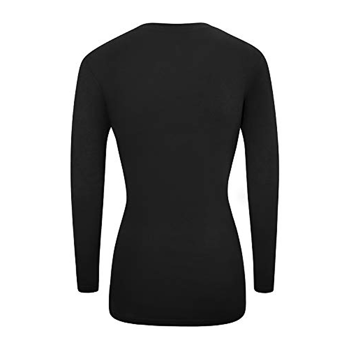 Natural Uniforms Women's V-Neck Long Sleeve Under Scrub Stretch T-Shirt - Multi Pack of 5 (Medium, 5 Pack- Black)