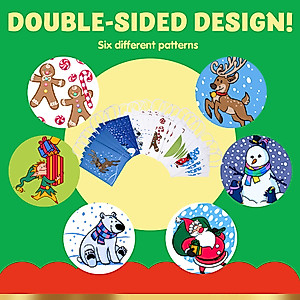 JOYIN 24 Christmas Kraft Paper Gift Bags with Handles Blue and White with Assorted Christmas Prints for Holiday Christmas Goody Bags, Xmas Gift Bags, School Classrooms and Party Favors