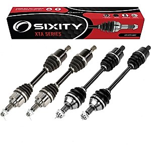 4 pc Sixity XTA Front Rear Left Right Axles compatible with Honda TRX420FA Rancher AT TRX420FPA 4x4 w Power Steering 2009-2014