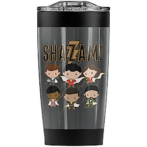 Logovision Shazam! Movie Chibi Group Stainless Steel Tumbler 20 oz Coffee Travel Mug/Cup, Vacuum Insulated & Double Wall with Leakproof Sliding Lid | Great for Hot Drinks and Cold Beverages
