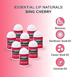 Lip Naturals® | Assorted Mini Lip Balm with Sunscreen (SPF-15) | Made in USA | 12-Count Pack with Bing Cherry, Tea Tree Mint, and Vanilla Bean Flavors (0.10oz/3g Each)