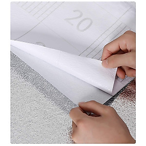 Feisoon 15.7"x78.7" Silver Kitchen Backsplash Contact Paper Silver Peel and Stick Wallpaper Kitchen Waterproof Contact Paper Self Adhesive Aluminum Foil Wallpaper for Countertop Drawer Shelf Liner