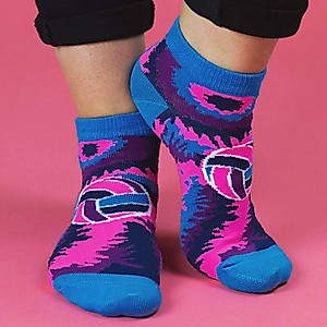 ChalkTalkSPORTS Volleyball Athletic Ankle Socks | Volleyball Tie-Dye Swirl