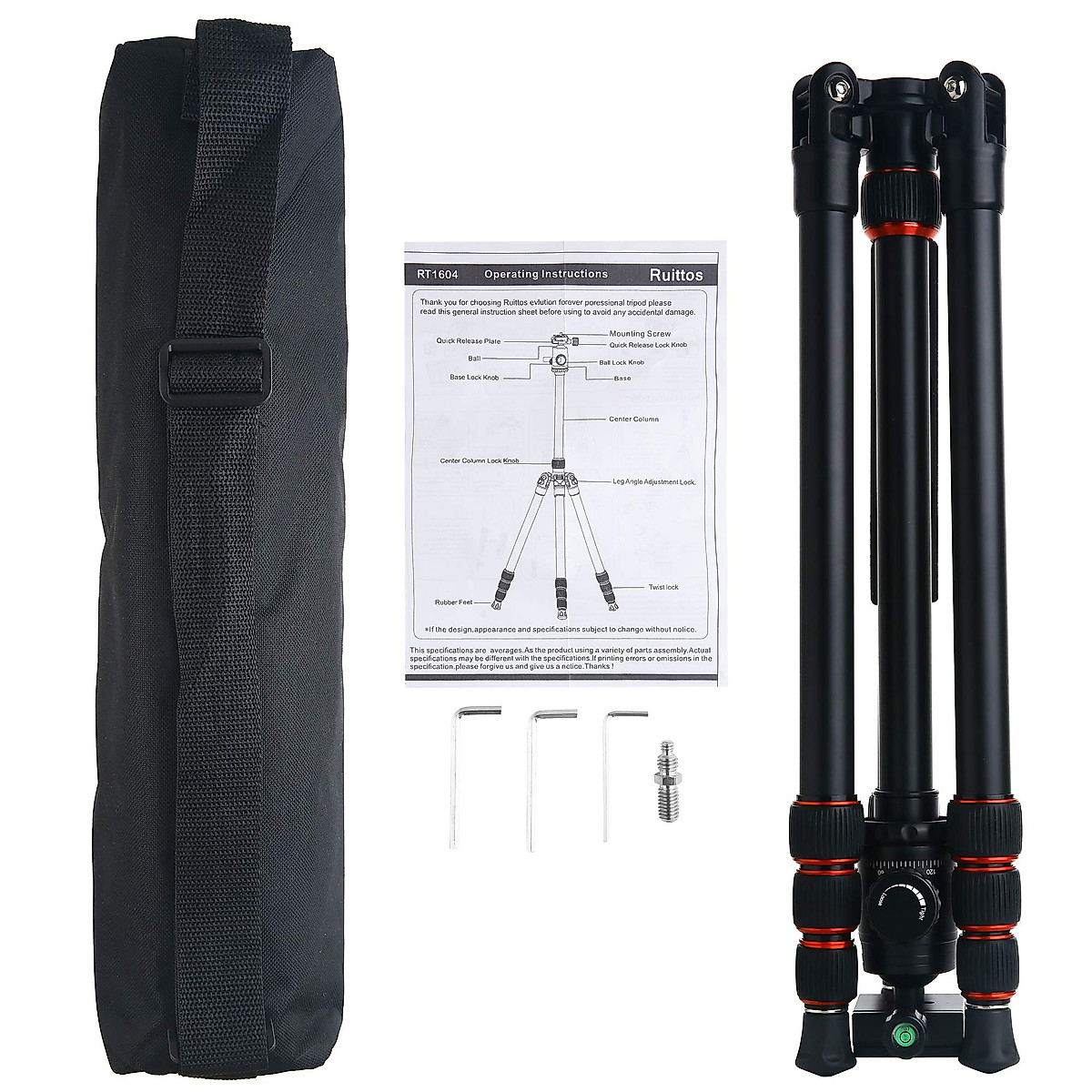 Tripod for Camera, 64" Camera Tripod Stand, DSLR Tripods & Monopods, Heavy Duty Travel Tripod for Binoculars Laser Level Spotting Scope Telescope, Professional Complete Tripod Units