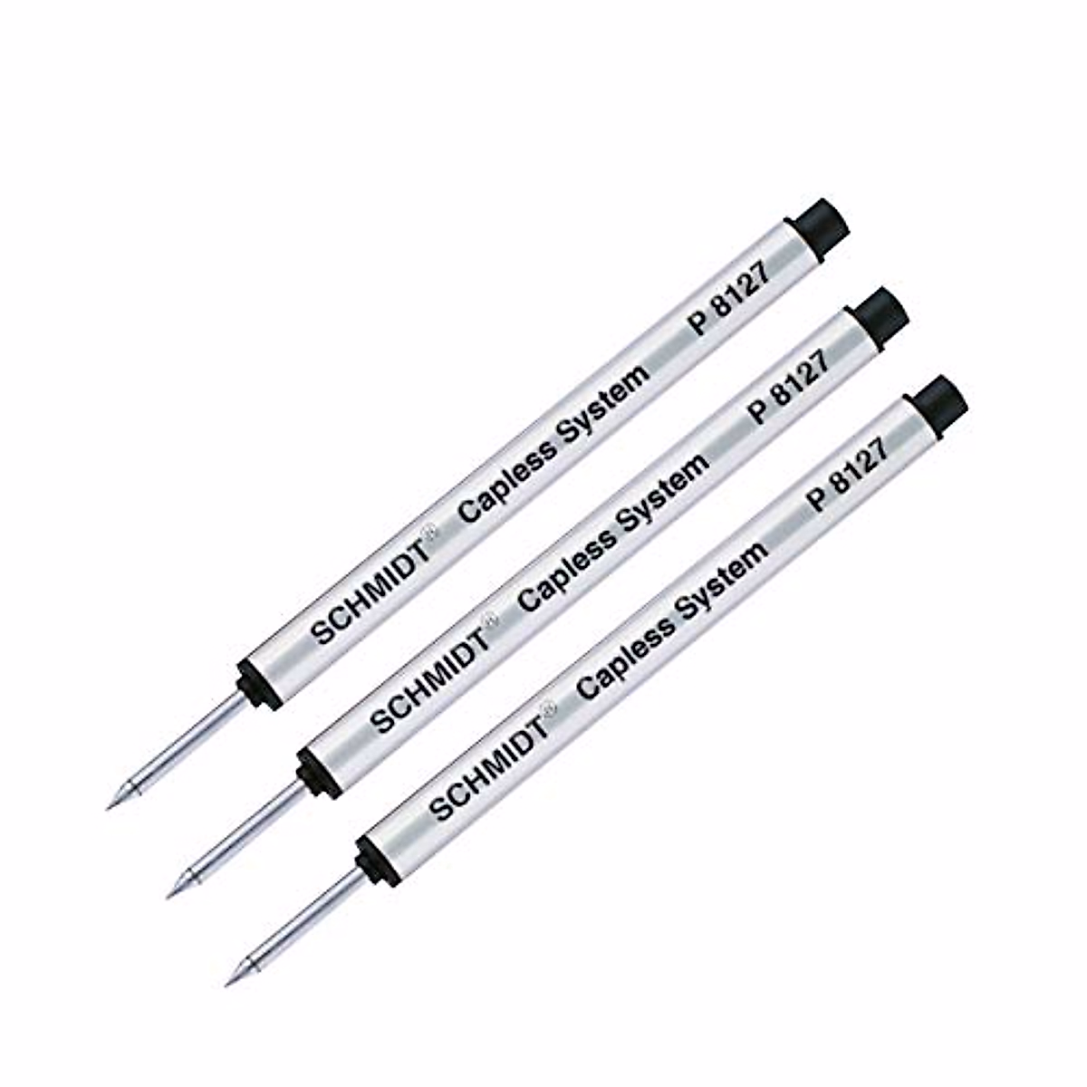 SCHMIDT 3 Pack P8127 Short Capless Rollerball - Black Ink
