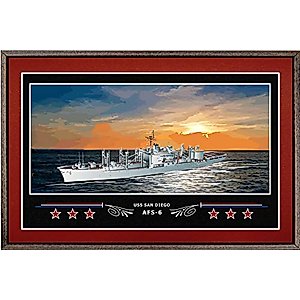 Navy Emporium USS San Diego AFS-6 Box Framed Canvas Art - Burgundy