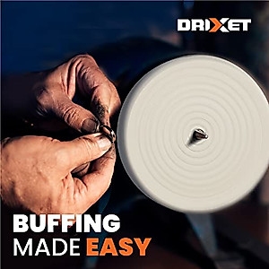 Buffing Wheels for Bench Grinder - 6 Inch Extra Thick Buffing Wheel Fine Cotton Sewn Rigid Treated Spiral with a 1/2” Center Arbor Hole - 80 Ply Polishing Wheel for Bench Grinder – by Drixet