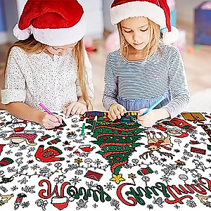 OHOME Christmas Giant Coloring Poster/Tablecloth-Christmas Crafts for Kids-30 x 72 Inches Jumbo Paper Coloring Banner for Kids Activities Games Party Decorations
